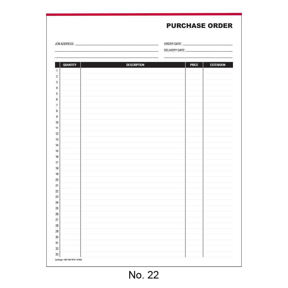 Standard Purchase Order Form - LaGwana