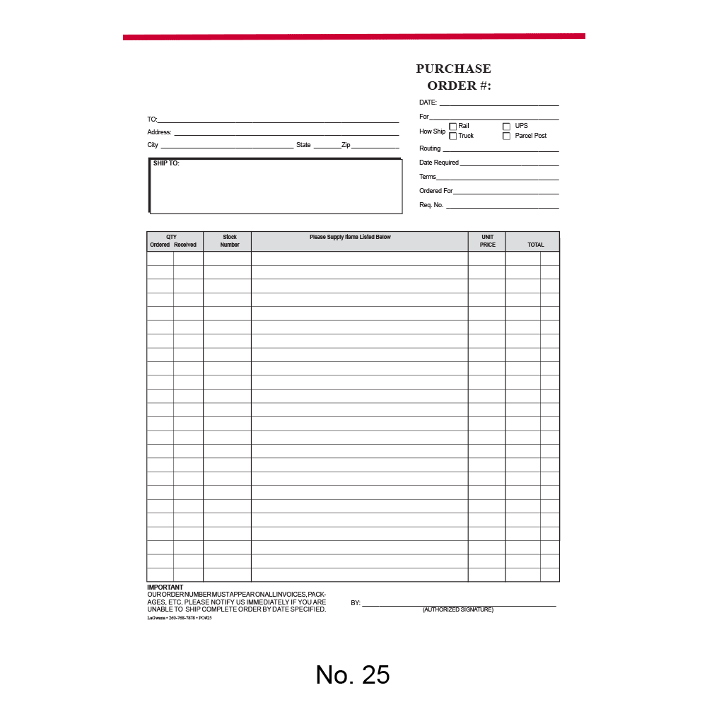 Standard Purchase Order Form - LaGwana